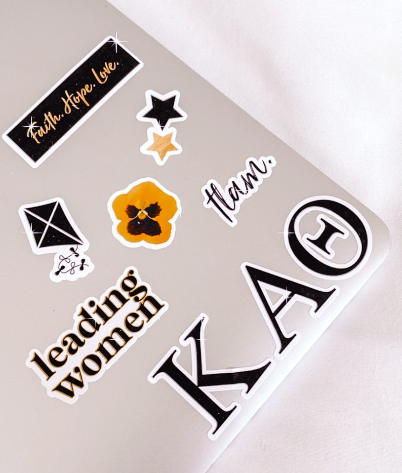 KAPPA ALPHA THETA Aesthetic Sticker Sheet in Black and Gold - Etsy