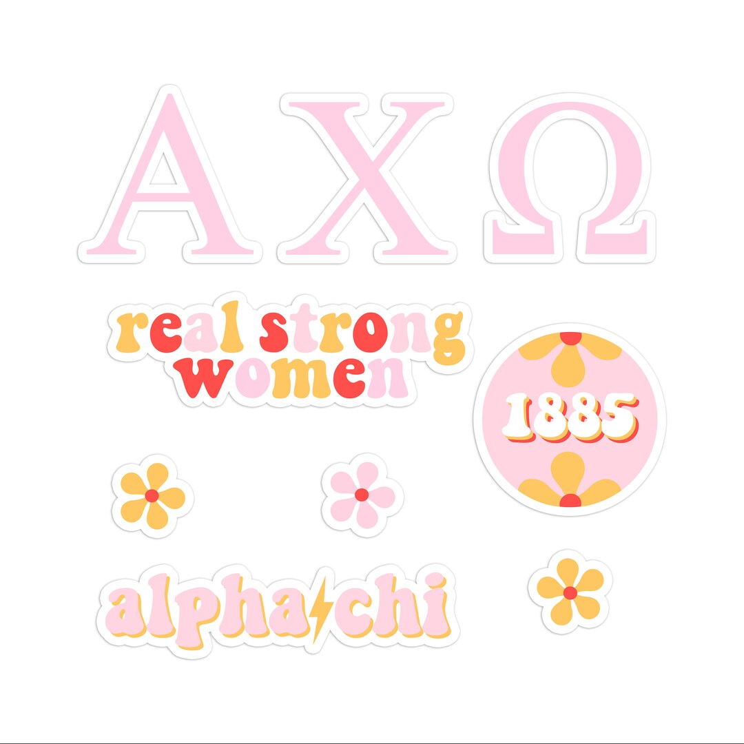 ALPHA CHI OMEGA Retro Sticker Pack in Pink for Laptops - Etsy