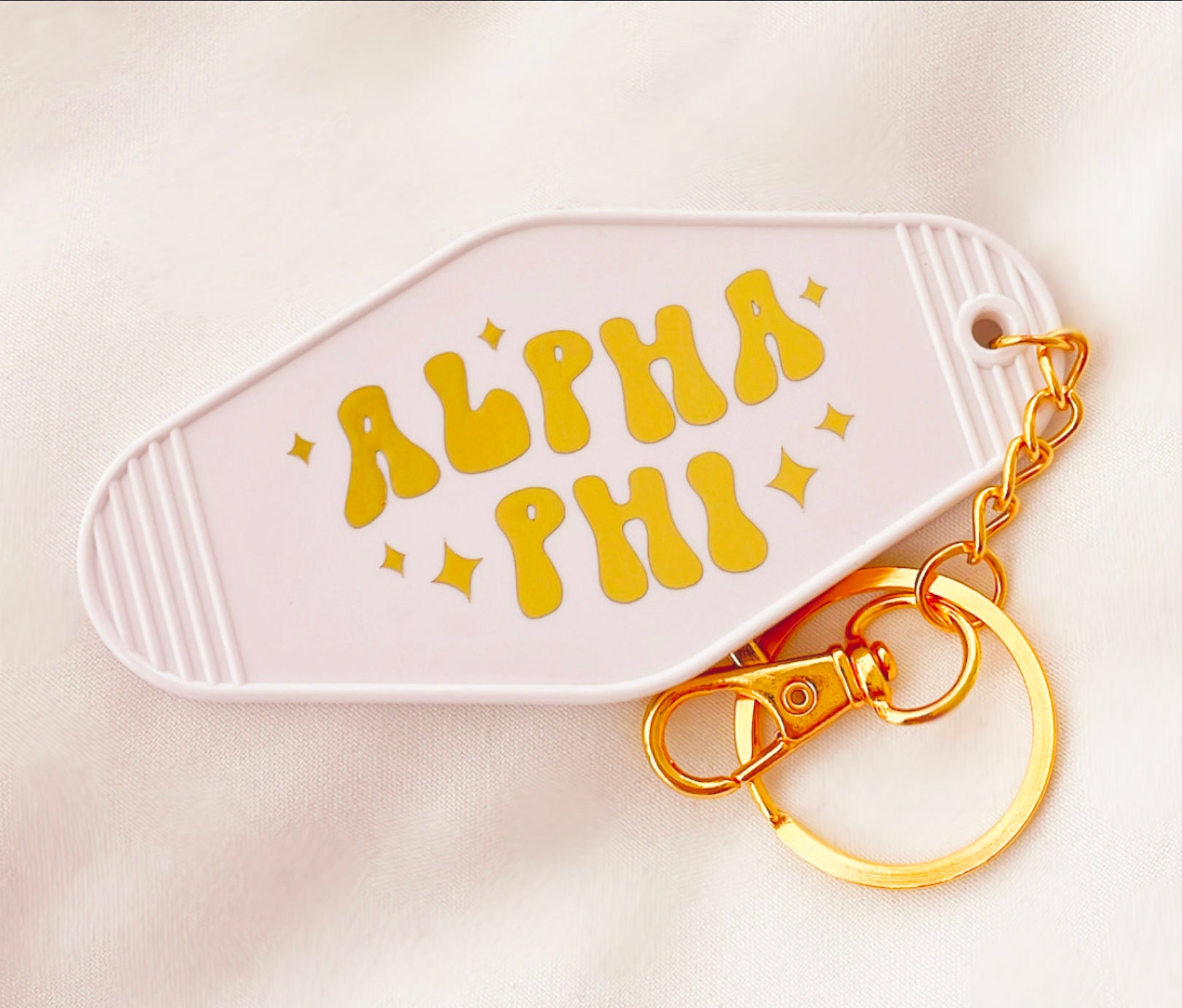 ALPHA PHI Retro Motel Keychain With Gold Vinyl Foil | Bid Day 2025, Big ...