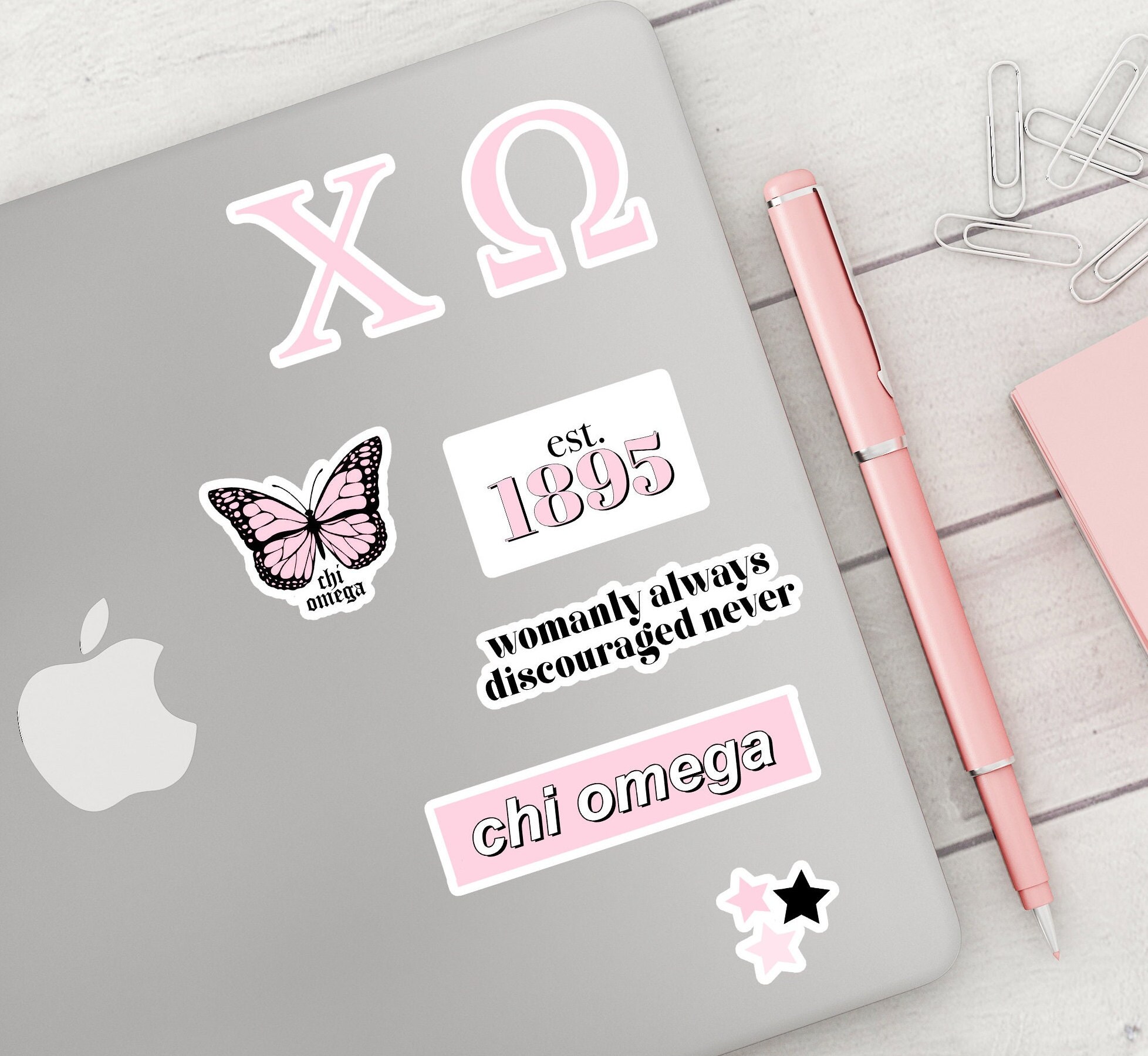 CHI OMEGA Pink Sticker Pack in Pink Bid Day 2024, Sorority Rush Merch ...