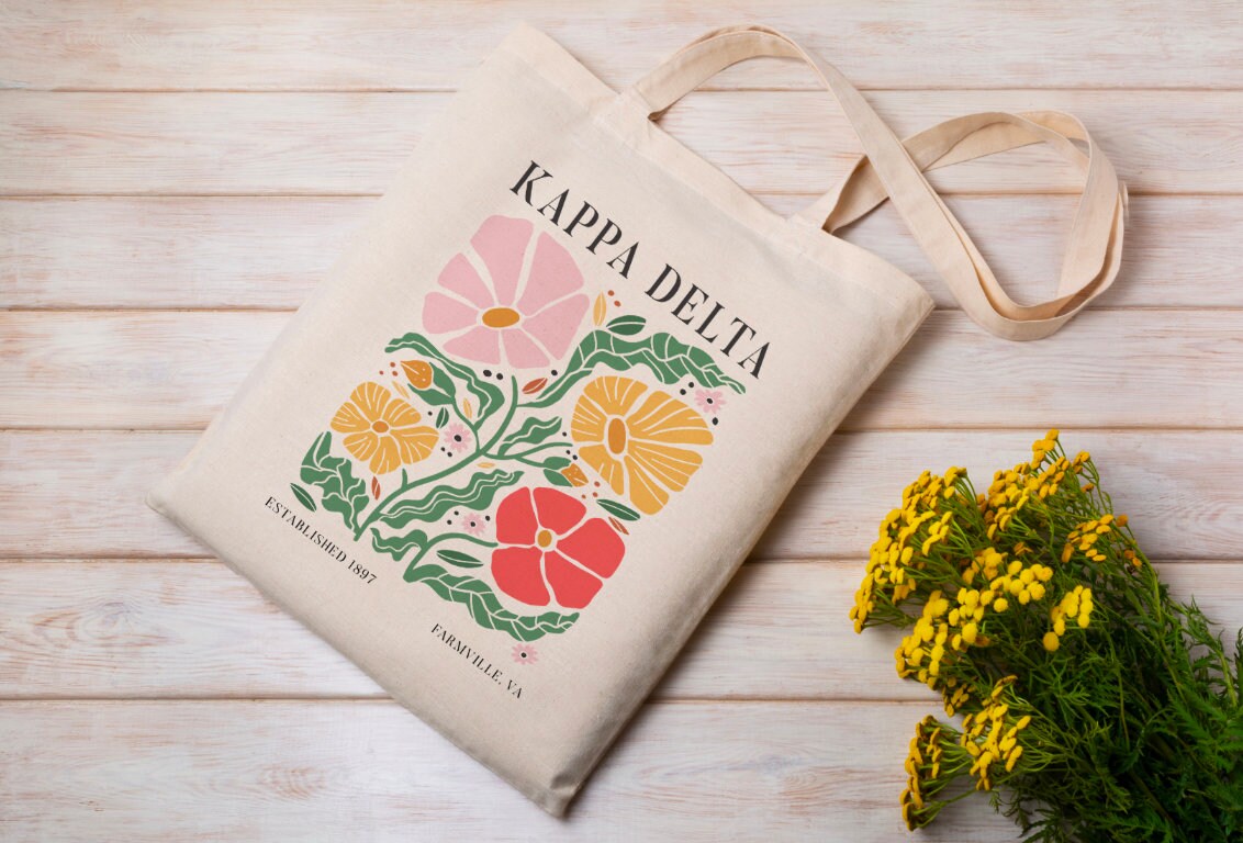 KAPPA DELTA Tote Bag With Pink Boho Floral Pattern Kaydee Tote ...