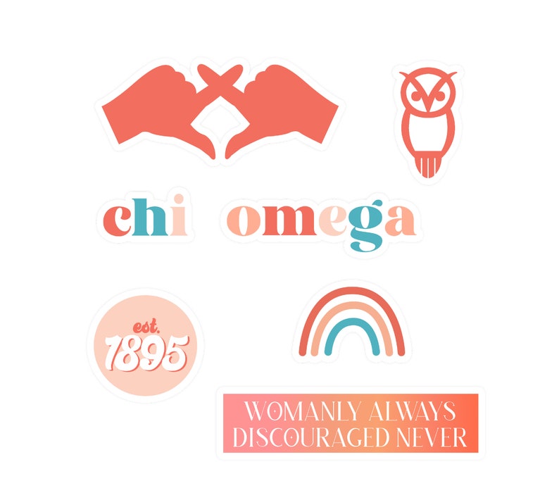 CHI OMEGA Sorority Sticker Pack Retro Bid Day 2025, Rush Merch, Big ...