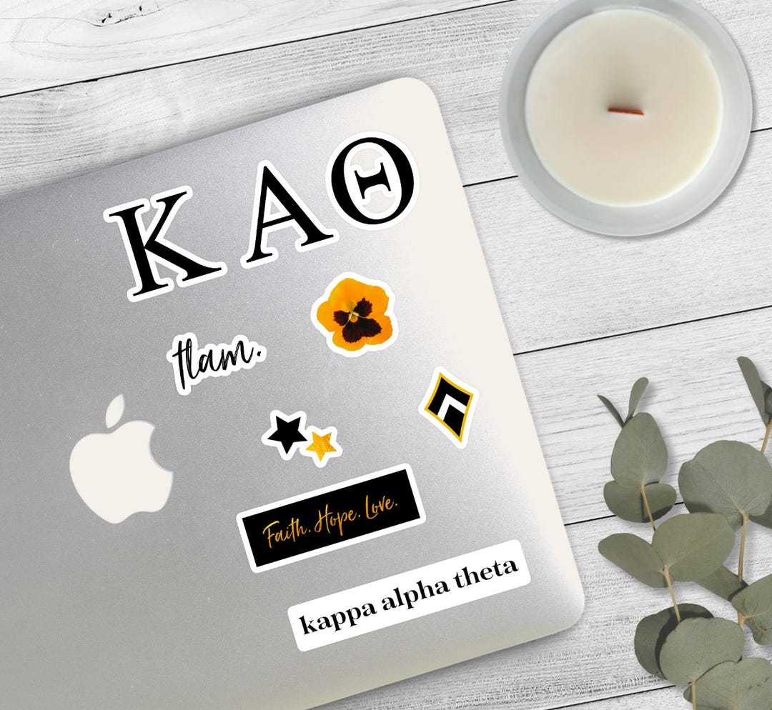 KAPPA ALPHA THETA Aesthetic Sticker Sheet in Black and Gold Classic ...