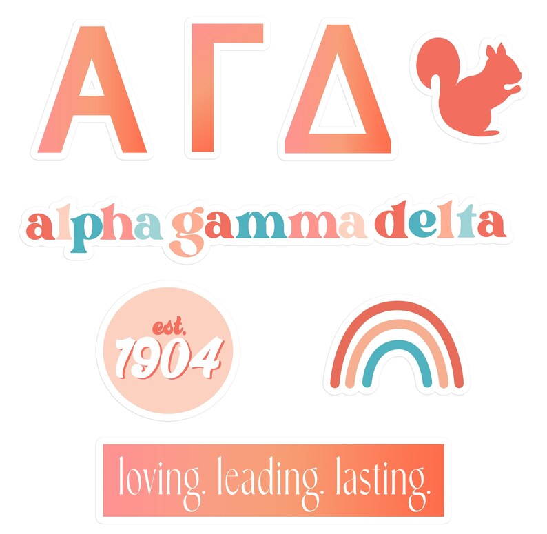 ALPHA GAMMA DELTA Sorority Sticker Pack Retro Bid Day 2025, Rush Merch ...