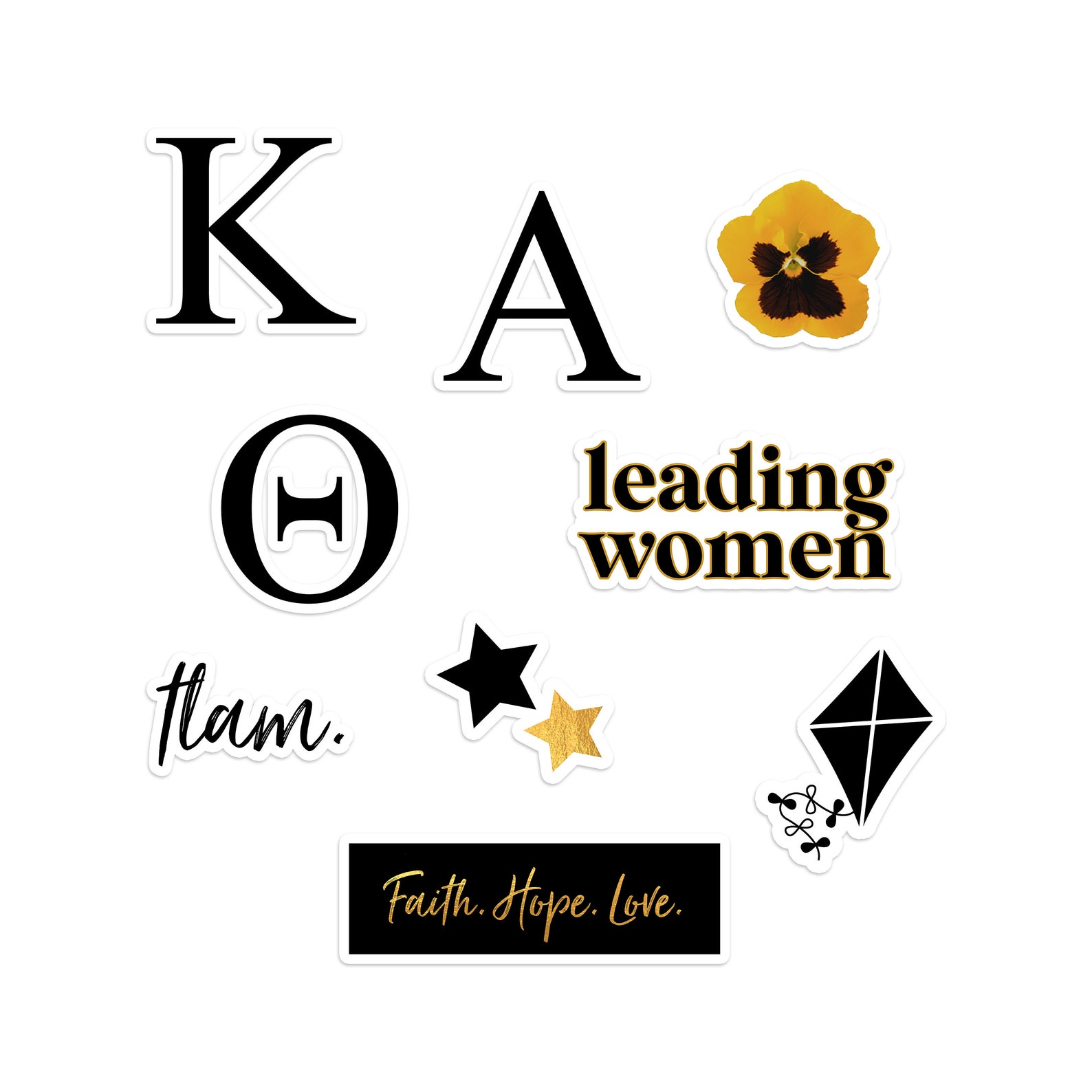 KAPPA ALPHA THETA Aesthetic Sticker Sheet in Black and Gold - Etsy