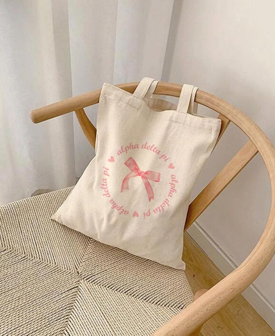 ALPHA DELTA PI Tote Bag Pink Coquette Style | Adpi Tote, Sorority Merch ...