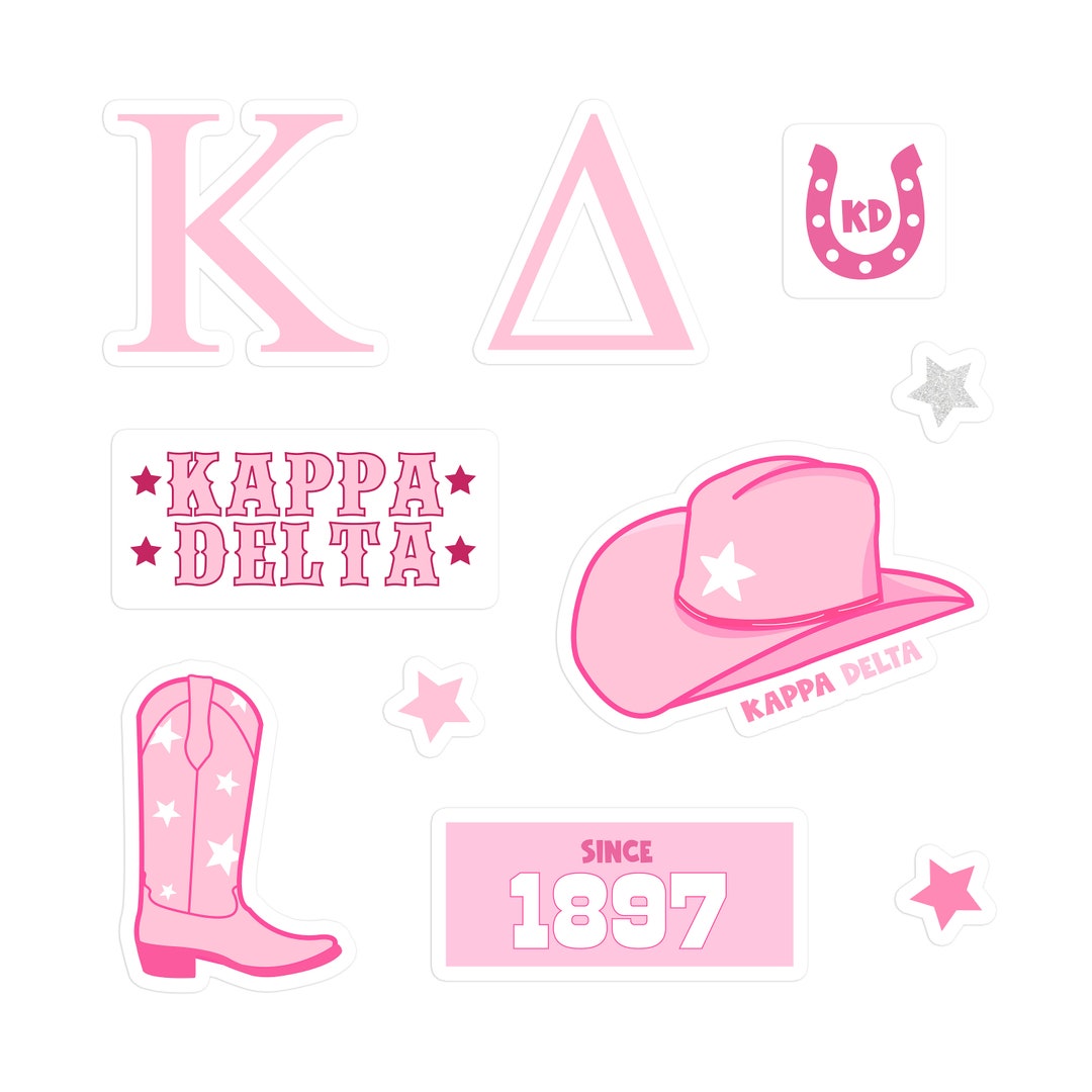 KAPPA DELTA Pink Cowgirl Sticker Pack, KD Sorority, Bid Day, Rush Merch ...