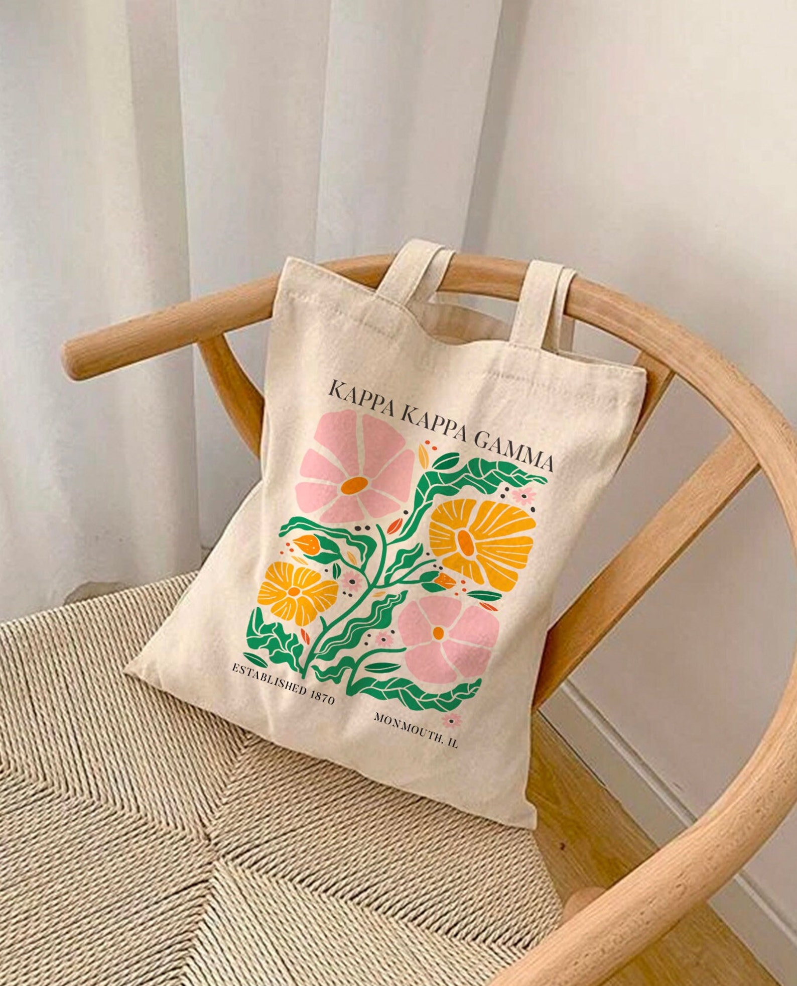 KAPPA KAPPA GAMMA Tote Bag With Boho Floral Pattern Kappa Tote ...