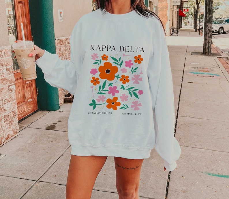 KAPPA DELTA Oversized Floral Shirt, Kaydee Sweatshirt, Sorority Merch ...
