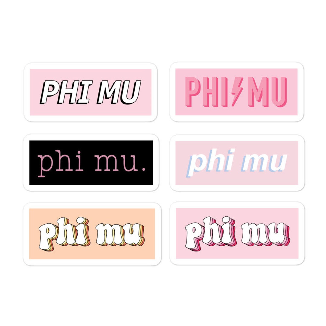 PHI MU Sticker Bundle of 6, Bid Day 2024, Rush Merch, Big Little Gift ...