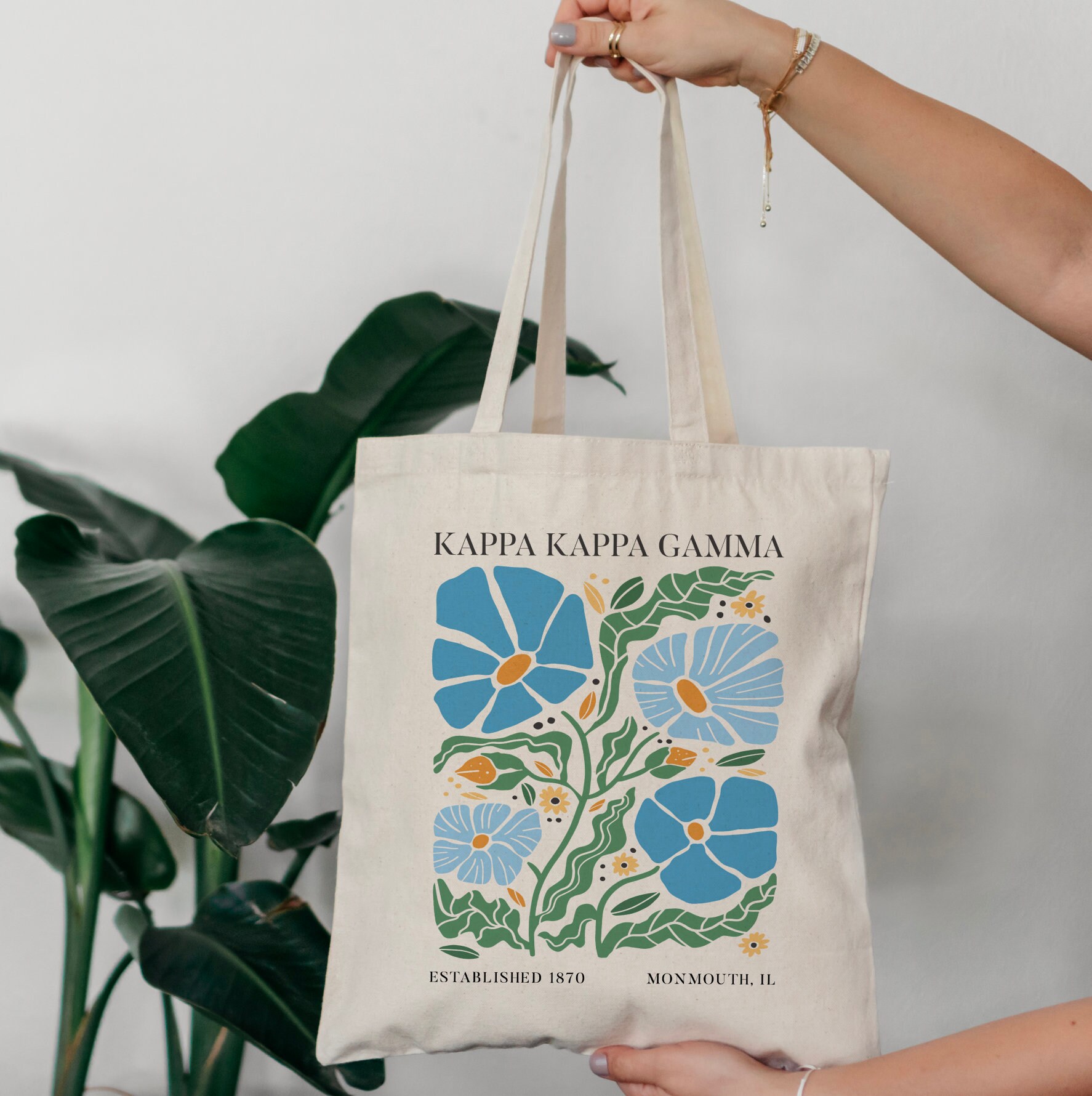 KAPPA KAPPA GAMMA Tote Bag With Boho Floral Pattern Kappa Tote ...