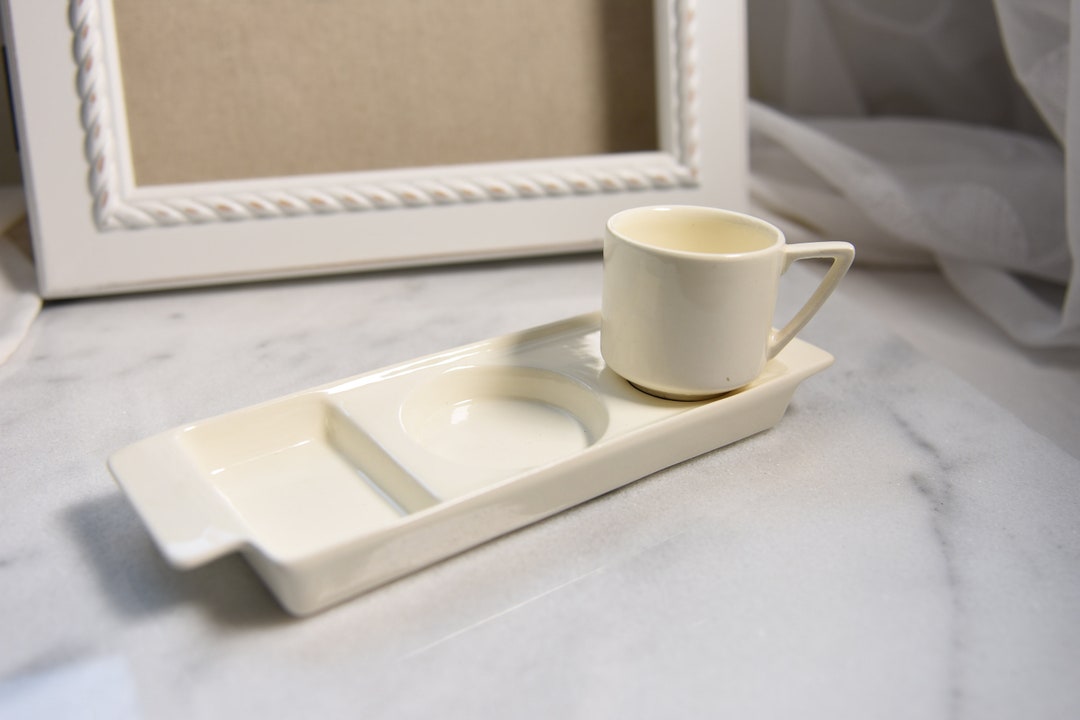 White Ceramic Small Cup and Matching Tray Set, Espresso Cup - Etsy