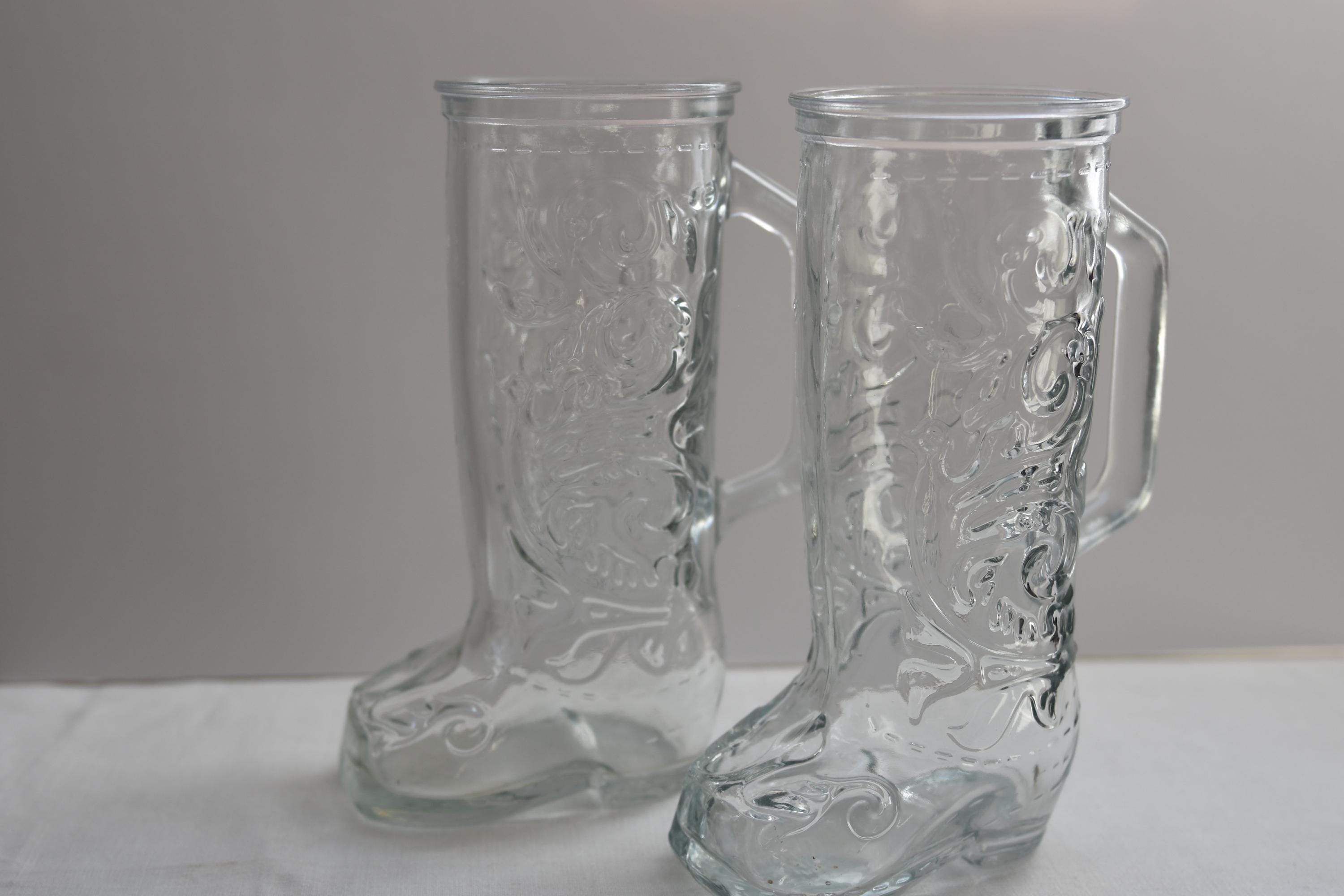 Vintage Glass Cowboy Boot Beer Mug With Handle, 16 Oz - Etsy