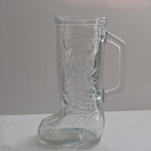 Vintage Glass Cowboy Boot Beer Mug With Handle, 16 Oz - Etsy
