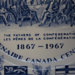 1967 Canada Centennial Plate, Blue and White, Made in England, Wood and ...