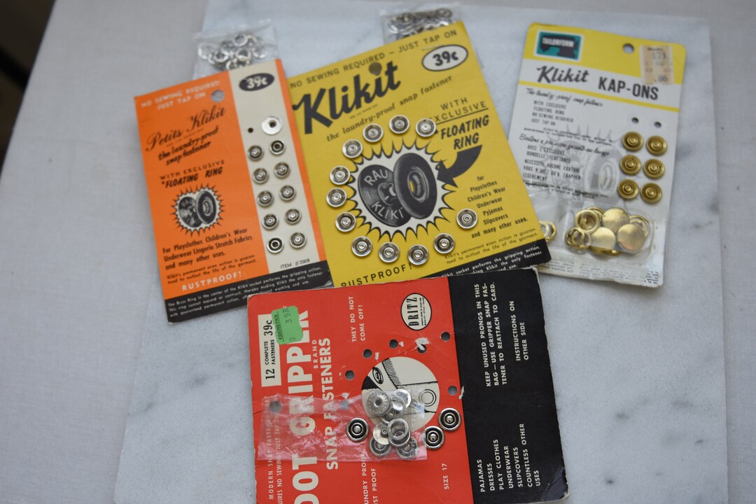 Vintage Snaps, Sewing Supplies, on Original Cards, Floating Ring ...