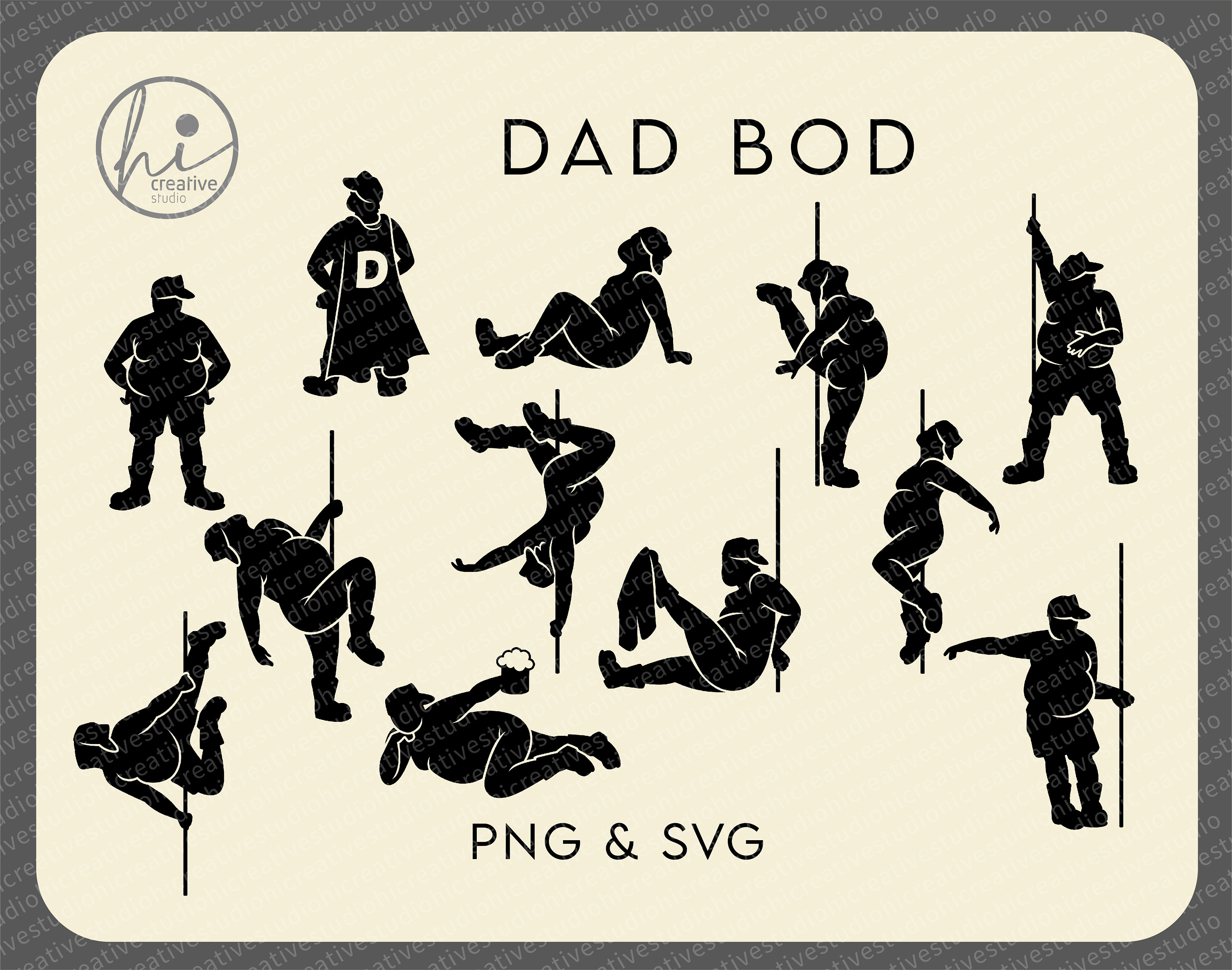 12 Dad Bod Svg Png Fat Man Pole Dancing Bundle Funny Trucker Guy Pole