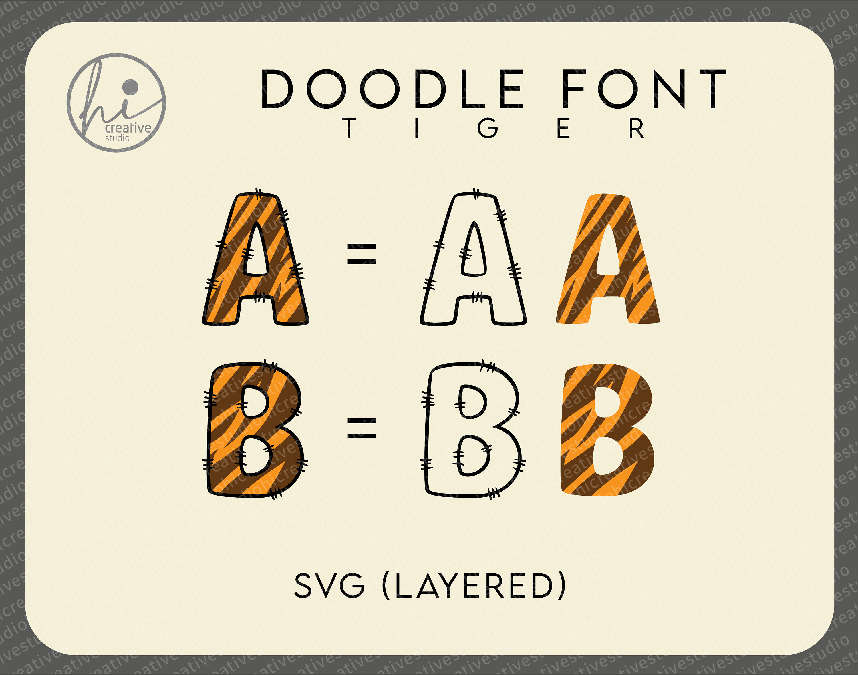 Tiger Print Doodle Letter Svg Png, ABC Alphabet Font, A-Z Uppercase ...