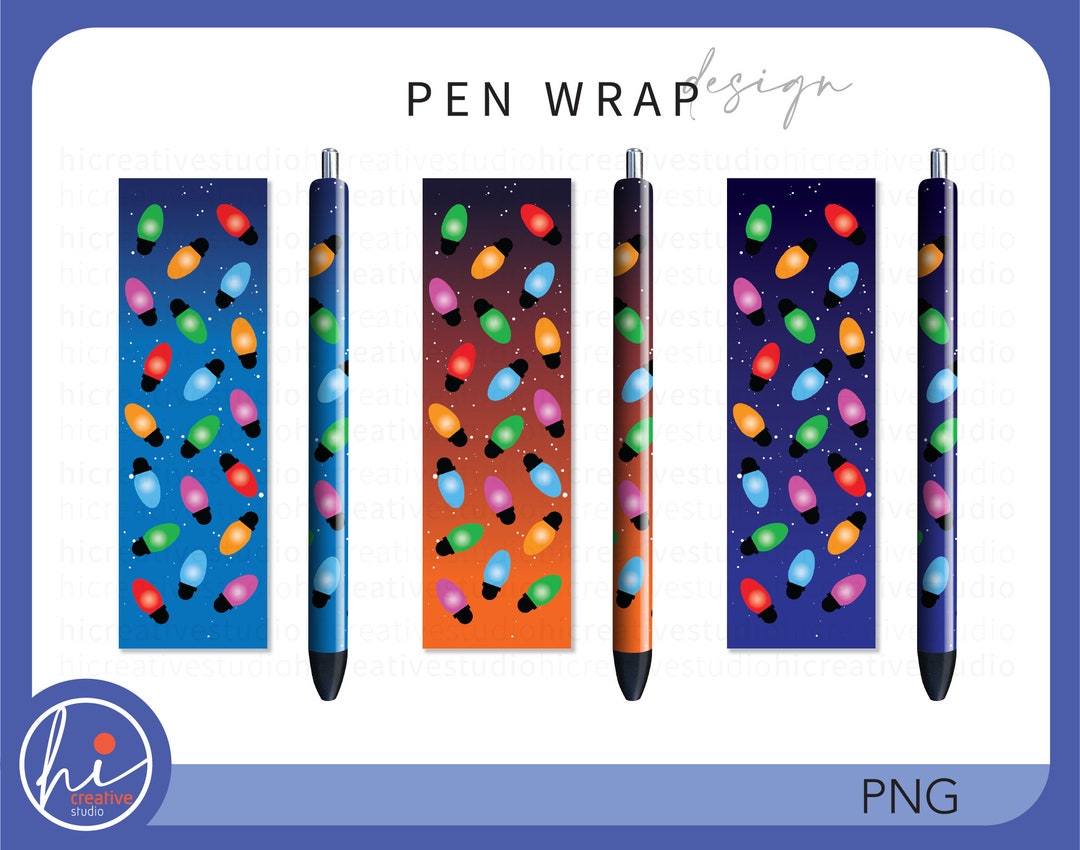 Merry Christmas Pen Wraps, Cute Xmas Light Decal Gift Idea for Ink Joy ...