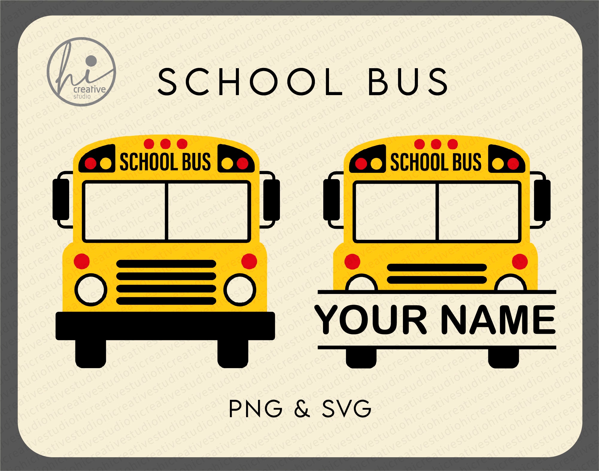 Yellow School Bus Clipart Svg, Cute School Bus Split Name Frame Png ...