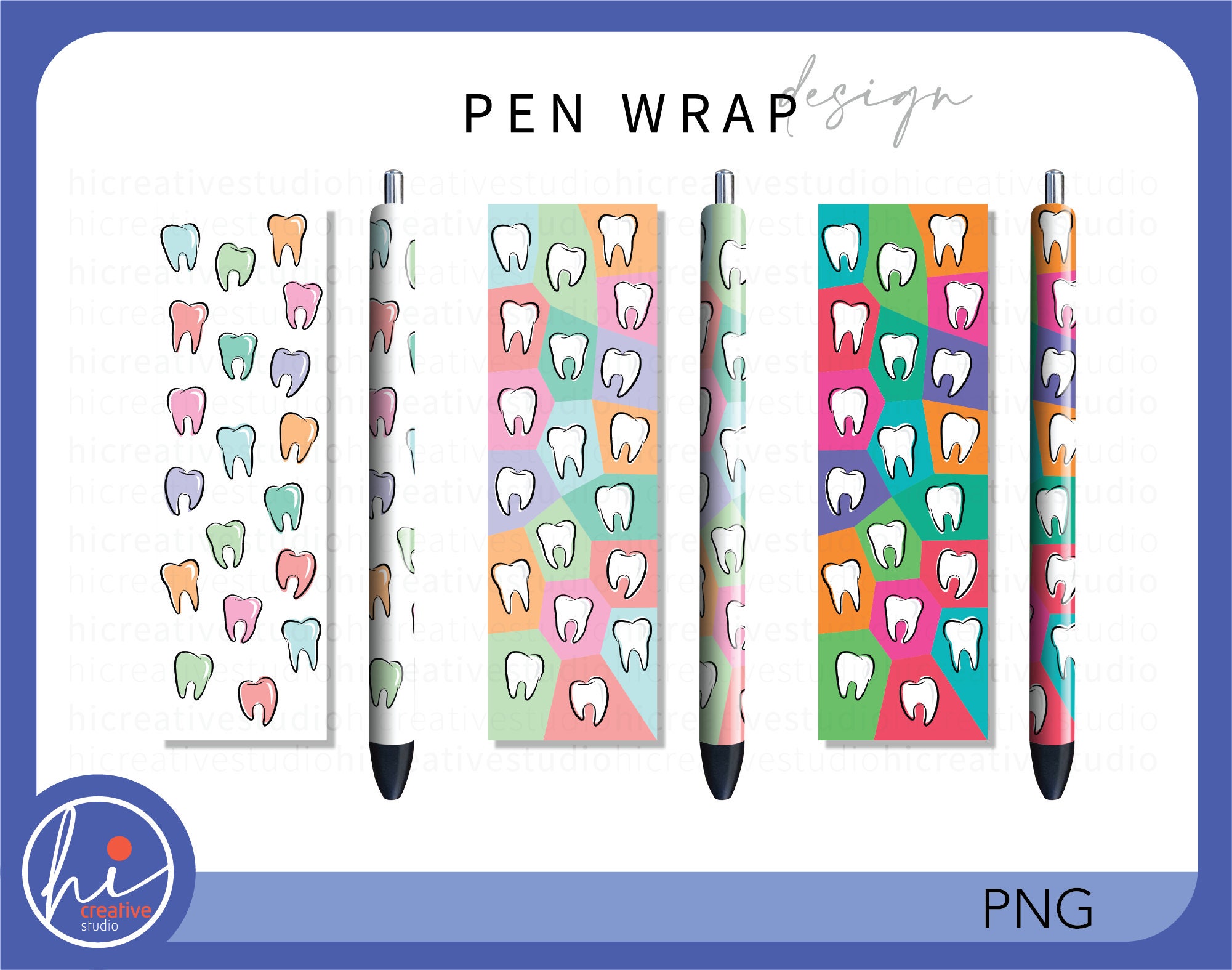Dentist Pen Wraps, Cute + Funny Dental Tooth Theme Decal Full Wrap ...
