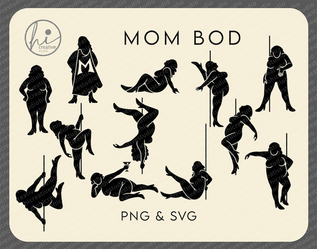 12 Mom Bod Svg Png, Fat Mom Pole Dancing Bundle, Funny Women Pole Dance ...