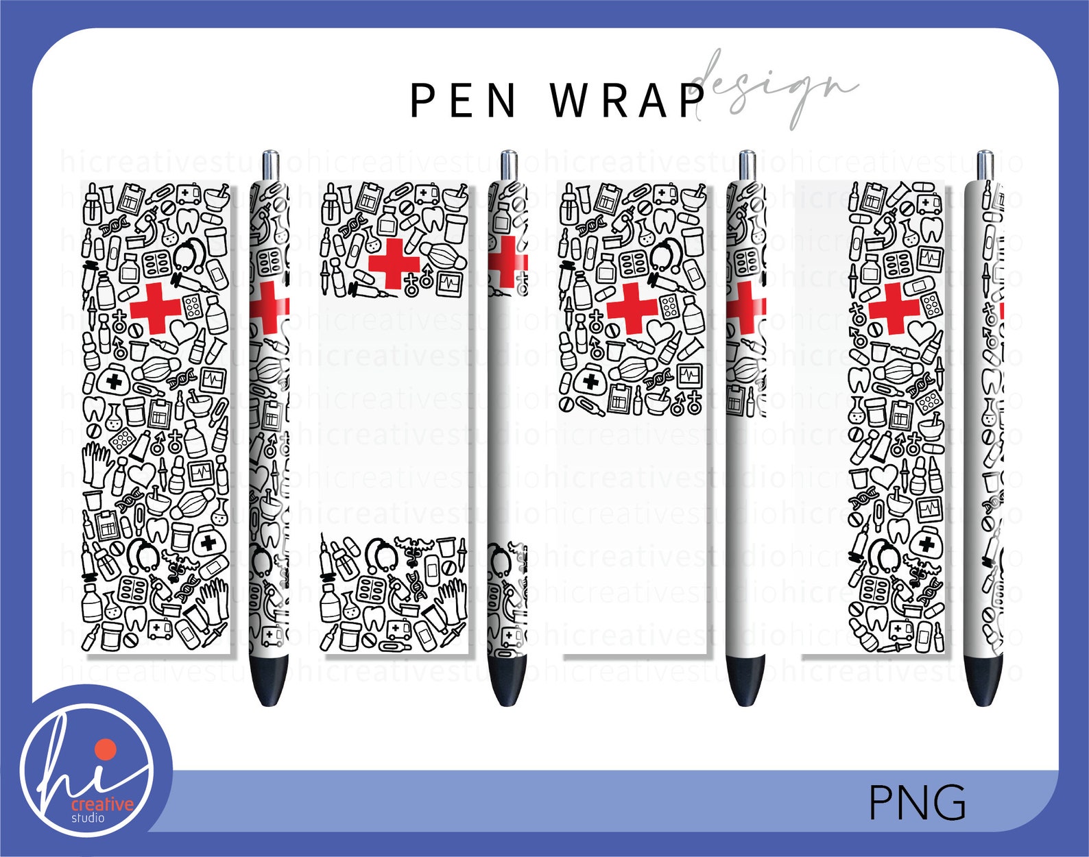 Nurse Doctor Pen Wrap Hospital Medical Equipment Doodle Full - Etsy
