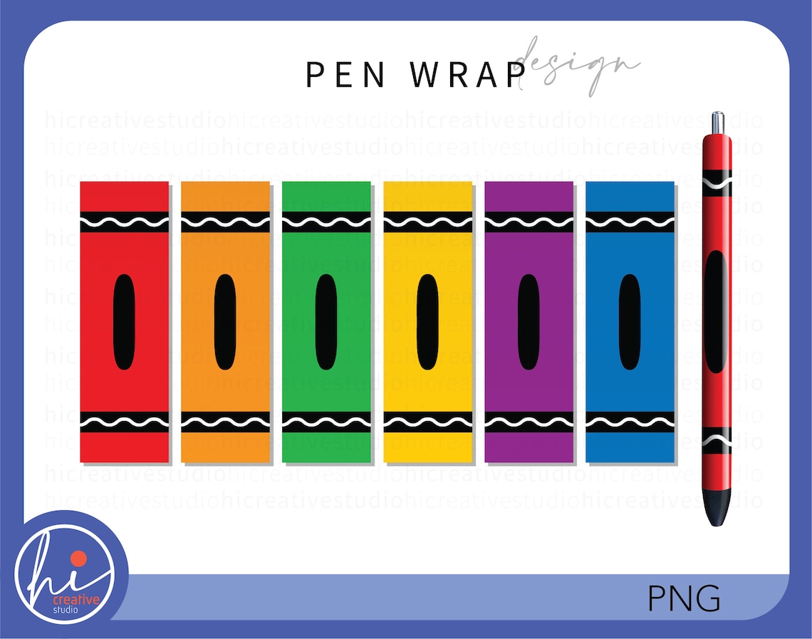 Bundle 6 Colors Crayon Pen Wrap, Back to School Stationary Decal Ink ...
