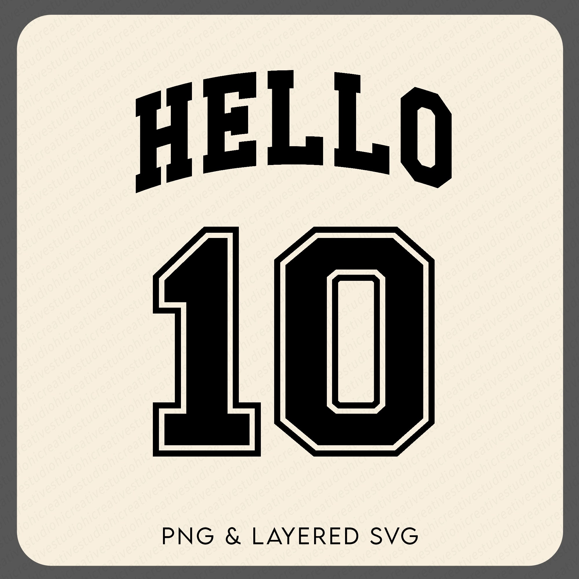 Hello 10 Svg Png, Tenth Birthday Svg, 10 Years Old Svg, 10th Birthday ...