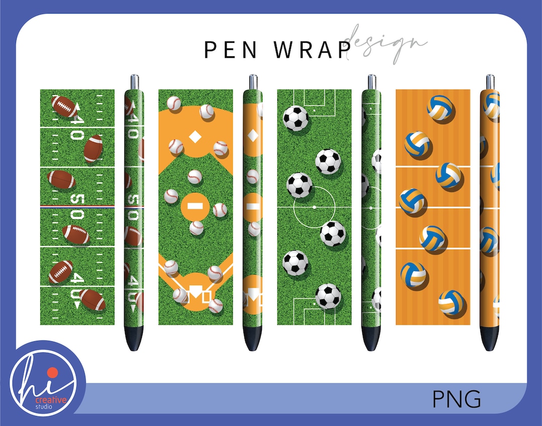 Sport Ball Pen Wraps, Football Baseball Soccer Volleyball Lover Decal ...