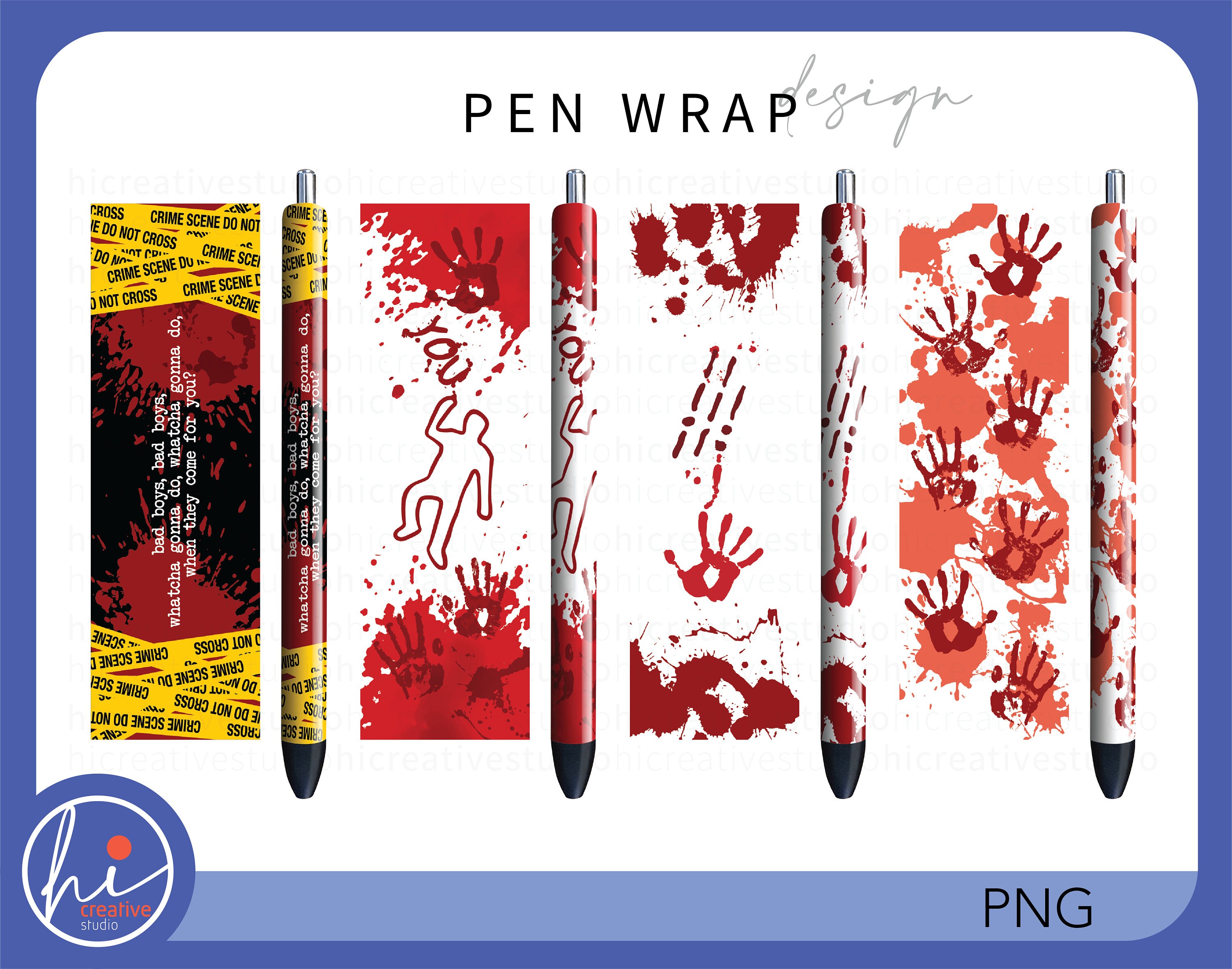 True Crime Pen Wraps Scary Red Bloody Hand Full Wrap Decal - Etsy