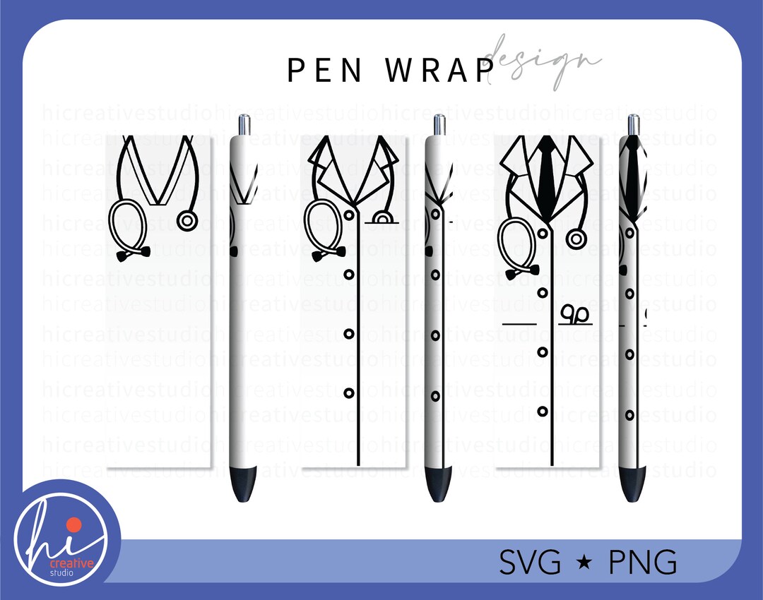 Nurse Doctor Scrub Pen Wrap, Black White Scrub Full Wrap Decal Ink Joy ...