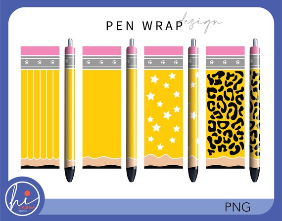 Back to School Pen Wraps Cute Yellow Pencil Stationary Decal | Etsy