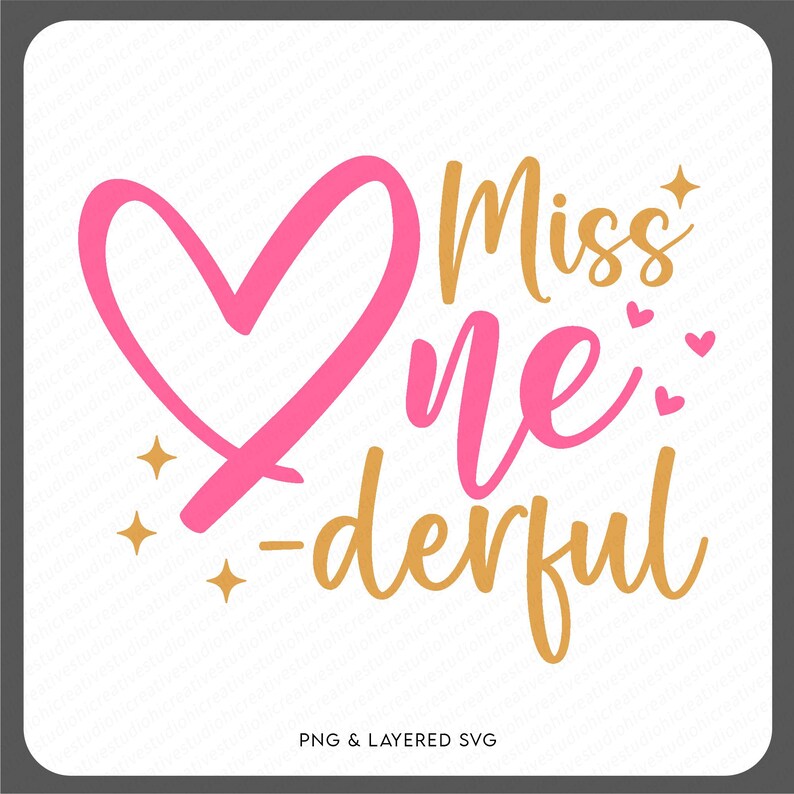 Miss One-derful 1st Birthday SVG PNG: Pink Party Family Matching Bundle ...