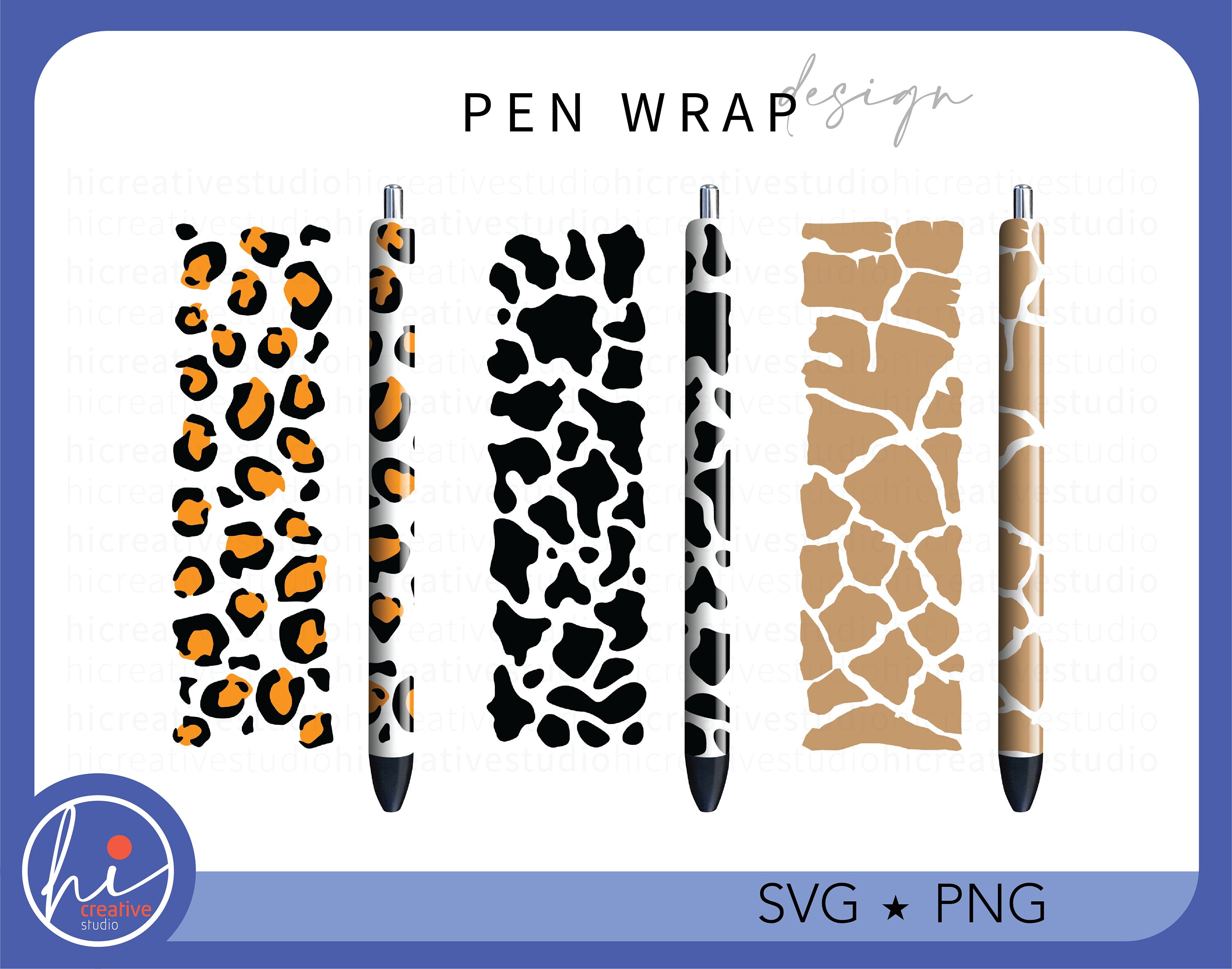 Animal Print Pen Wraps, Cheetah Leopard Koe Giraffe Patroon Decal Inkt ...