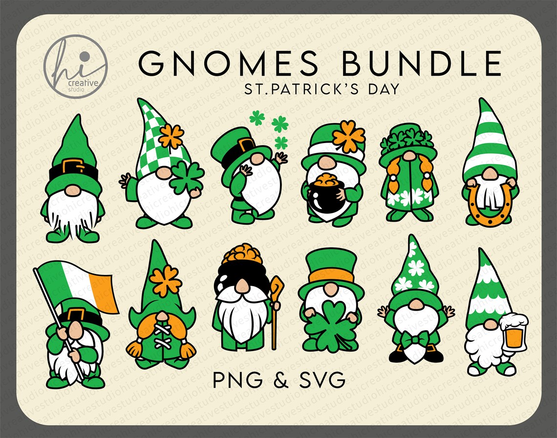 12 St Patricks Gnome Svg Png Saint Patricks Day Gnomes - Etsy