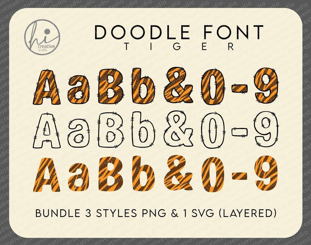 Tiger Print Doodle Letter Svg Png, ABC Alphabet Font, A-Z Uppercase ...