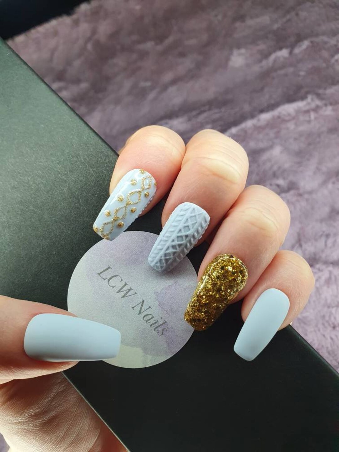 Sweater Nails * Winter Nails * Jumper Nails * Matte Nails * Blue Nails ...