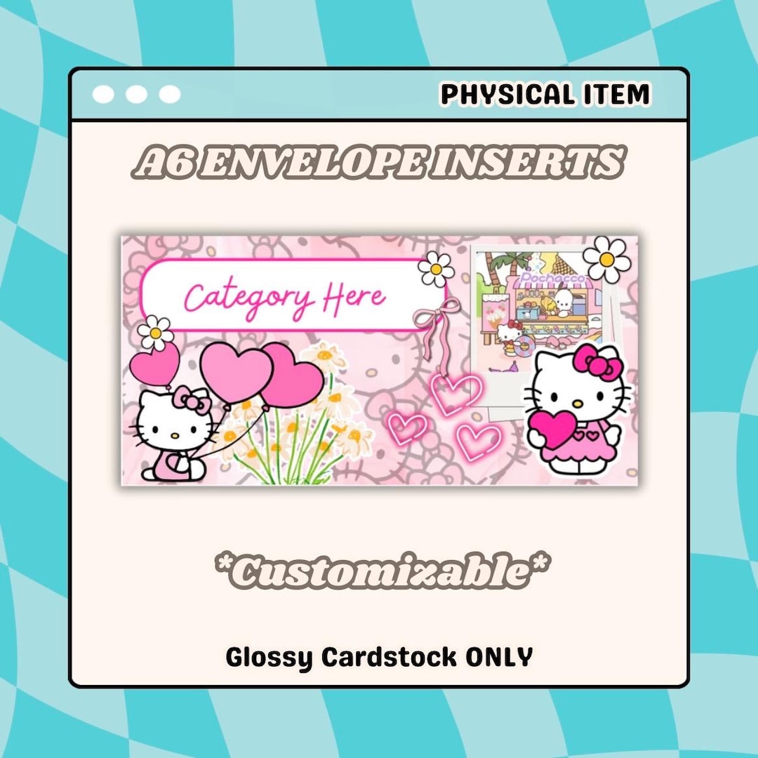 A6/ Personal Customizable Cute Colorful Laminated Cash Envelope Inserts ...