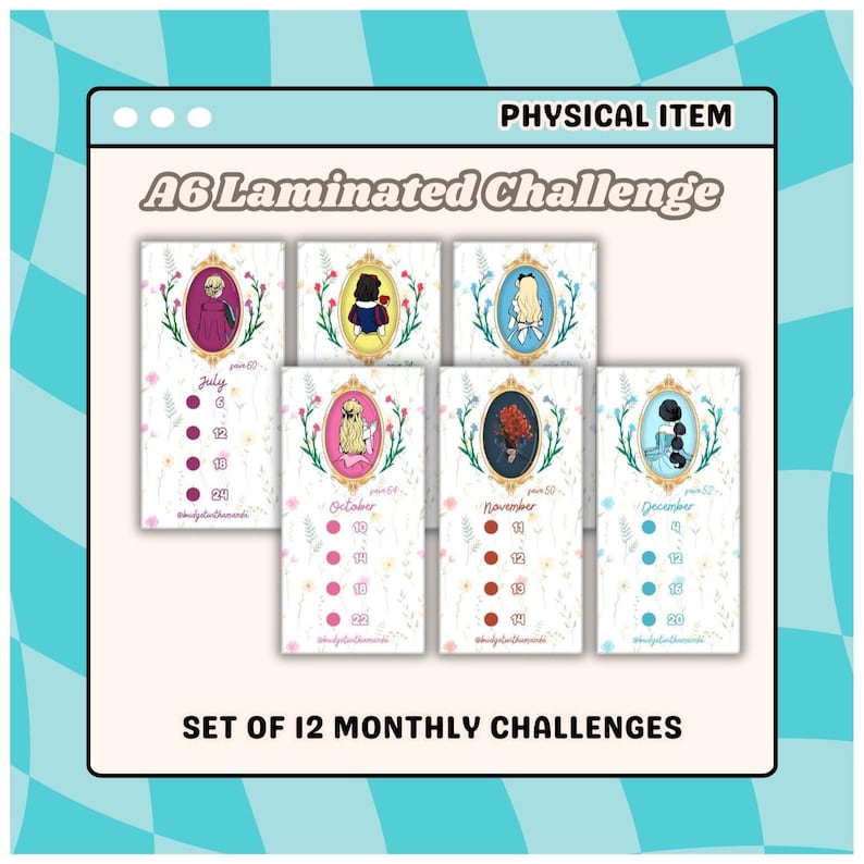 LAMINATED Monthly Colorful Princess Savings Challenges | Set of 12 ...