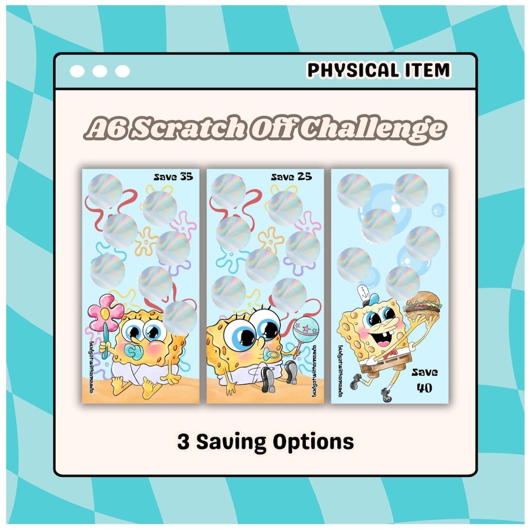 A6 Sponge Inspired Scratch off Challenges | 3 Total Saved Options ...