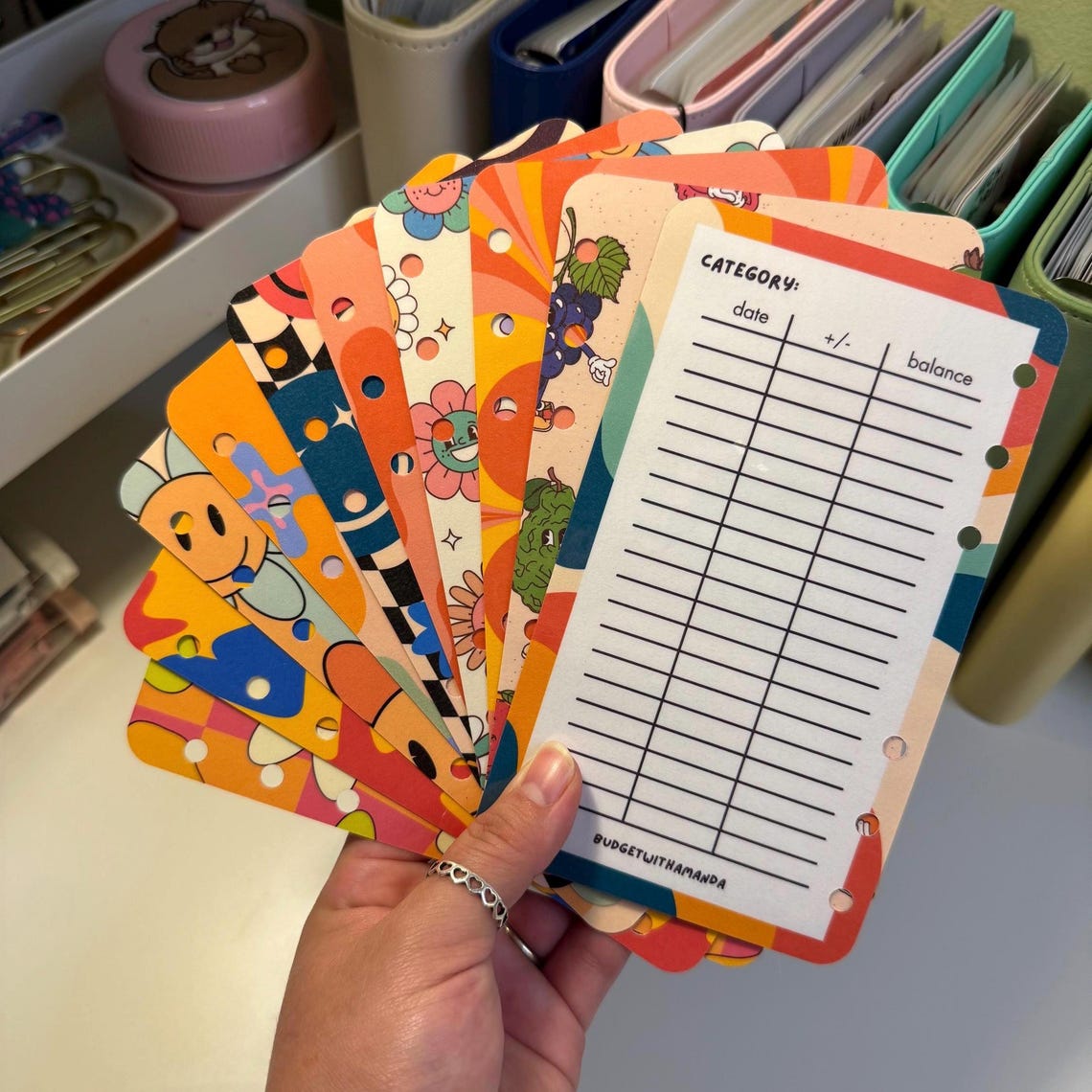A6/ Personal LAMINATED Cash Trackers | Funky Retro Groovy Options ...
