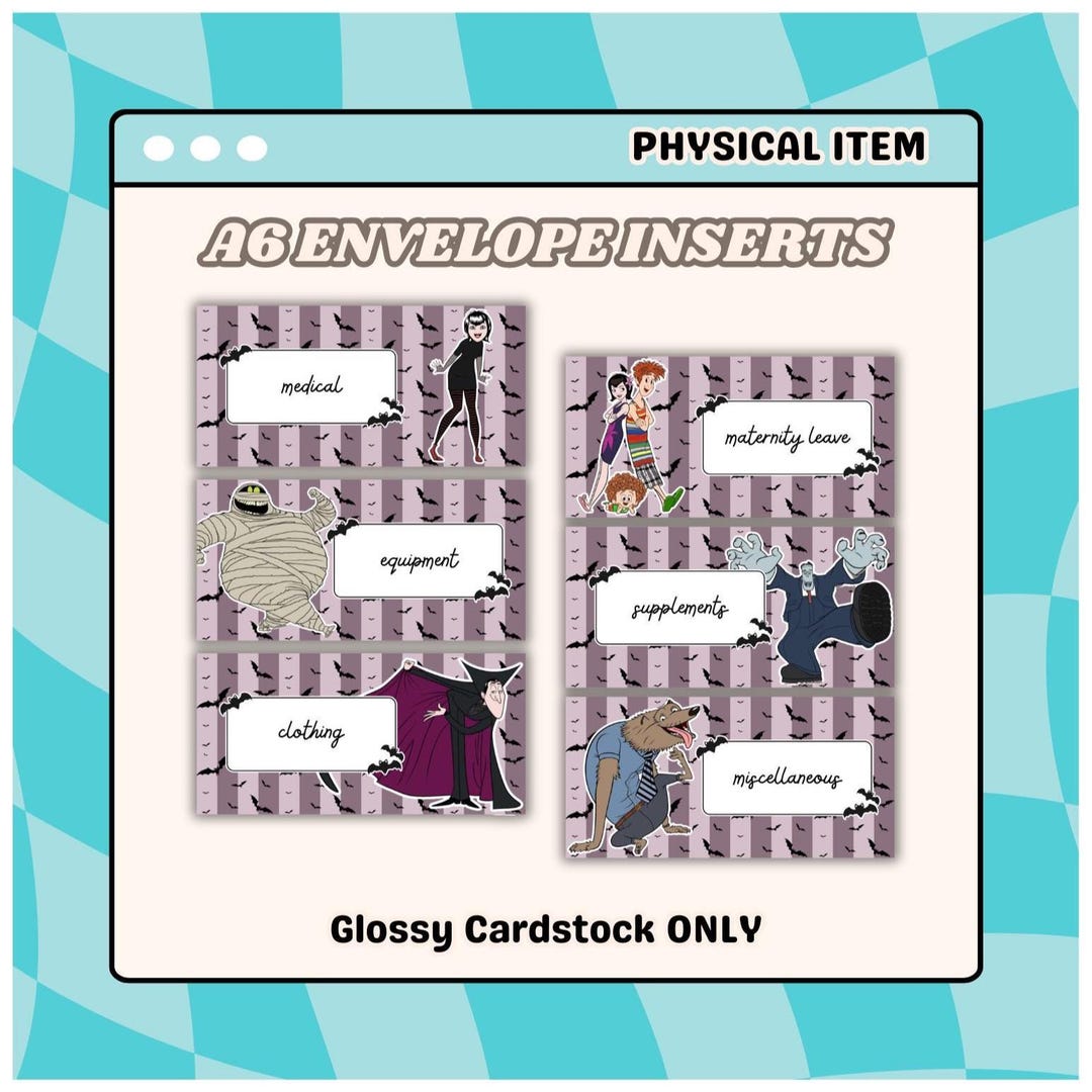 A6/ Personal Customizable Cute Spooky Laminated Cash Envelope Inserts ...