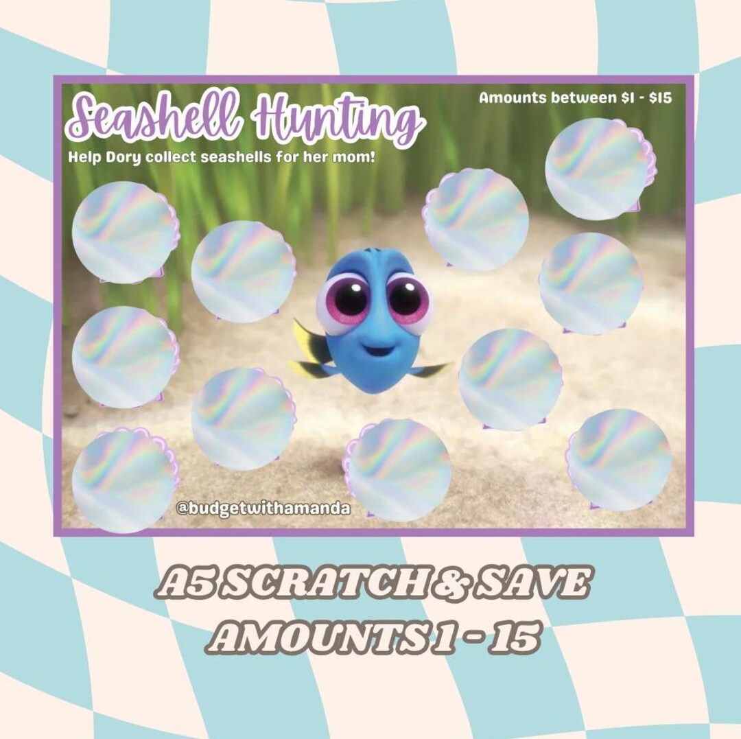 A5 Seashell Hunting Scratch off Savings Challenge | Laminated Scratch ...