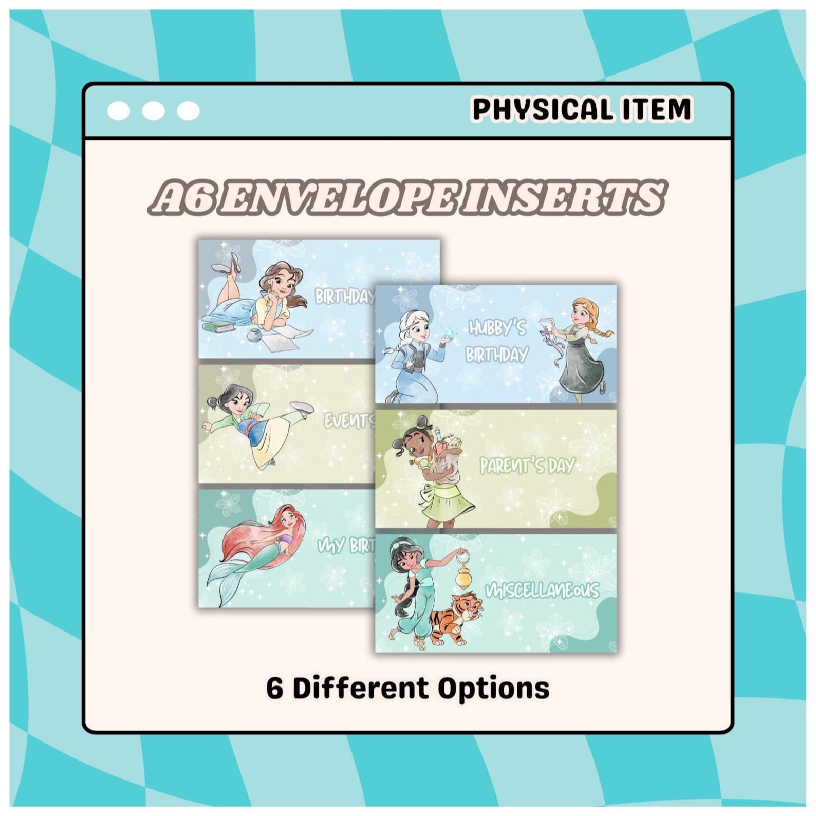 A6/ Personal Customizable Laminated Cash Envelope Inserts | Cute Themed ...