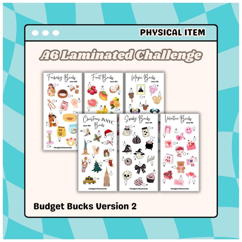 LAMINATED Colorful Icon Savings Challenges | Budget Bucks Version 2 ...