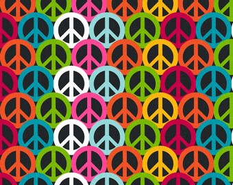 Peace Sign Cotton Fabric - Etsy