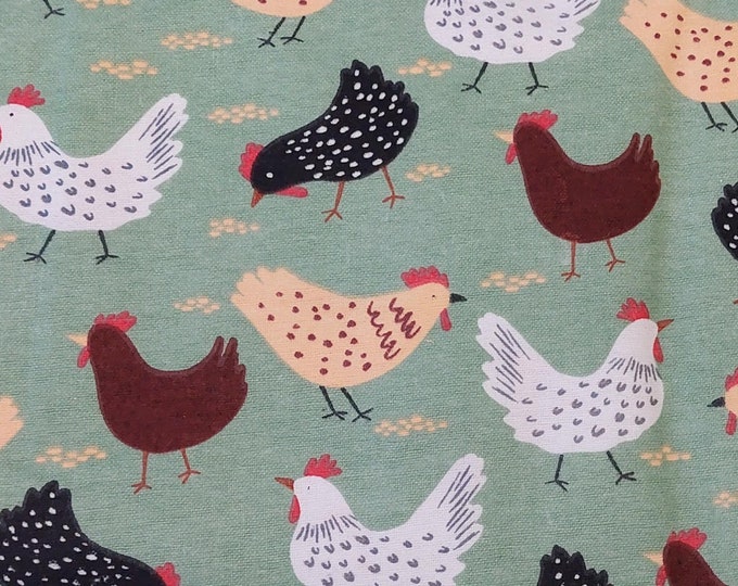 Clucking Chickens in a Row – Flannel Fabric - 100% Cotton - BY THE 1/2 ...