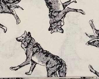 Wolf Fabric,wolf Print on White 100% Cotton Fabric,sewing Quilting ...