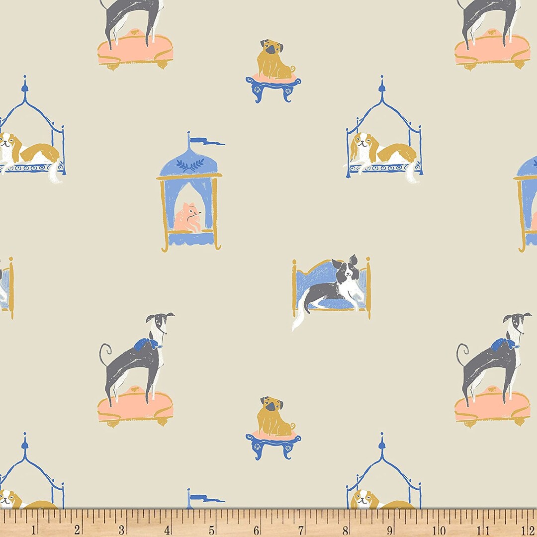 Dogs on Chairs "royal Picnic" Dear Stella Quilting Fabric - 100% Cotton ...
